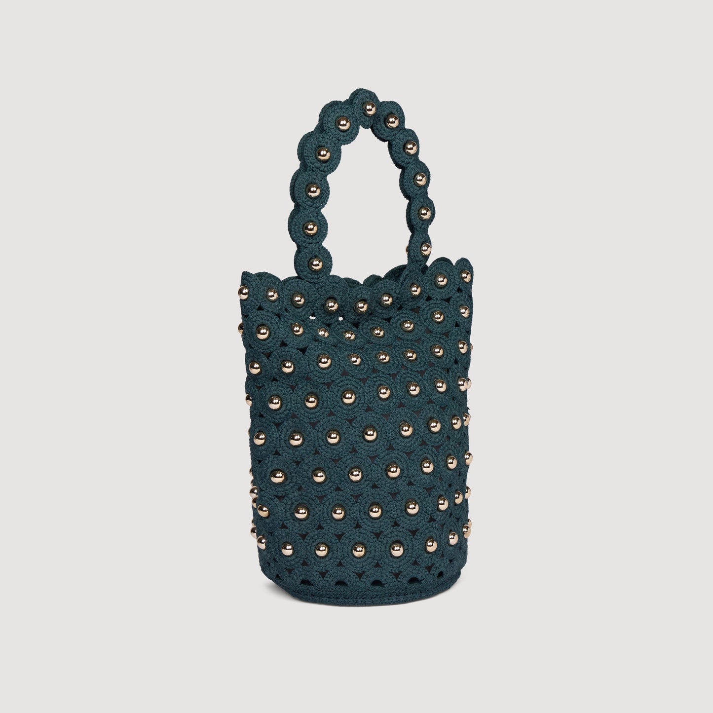 Lanea Beaded Crochet Bucket Bag Dark Green